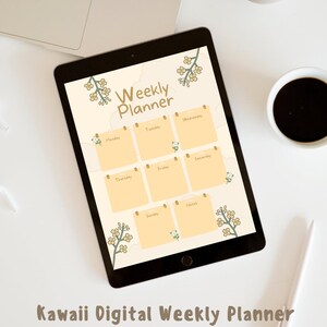 Kawaii Digital Weekly Planner, 1 Page Planner, Instant Download Planner ...