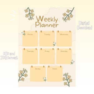 Kawaii Digital Weekly Planner, 1 Page Planner, Instant Download Planner ...