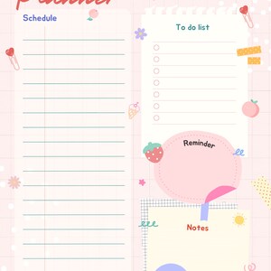1 Page Kawaii Digital Daily Planner, Printable, Cute Digital Instant ...