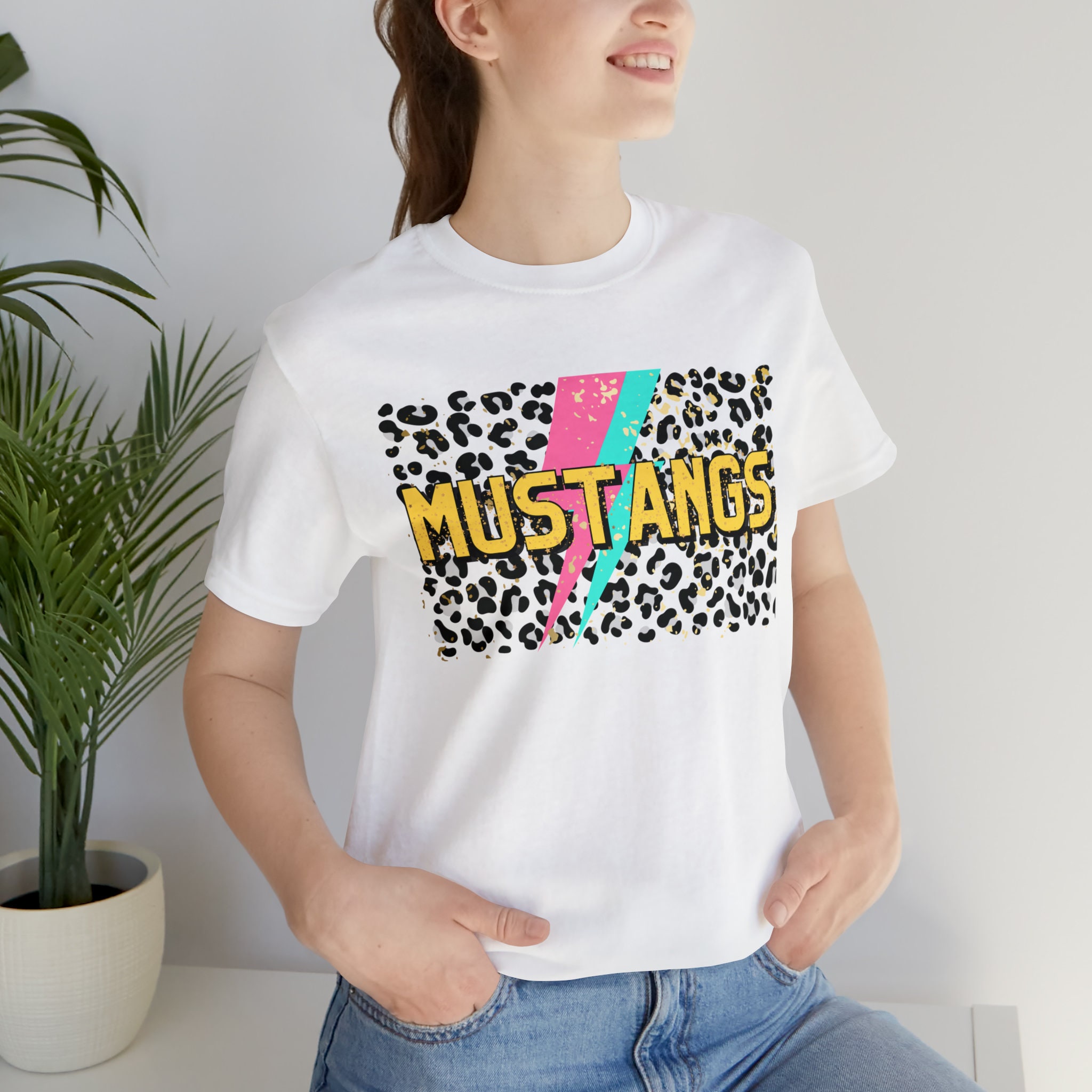 Mustangs Cheetah Bolt Bella Canvas Sleeve Tee - Etsy