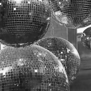 Disco Ball Digital Print, Black and White, Trendy Wall Art, Funky Disco ...