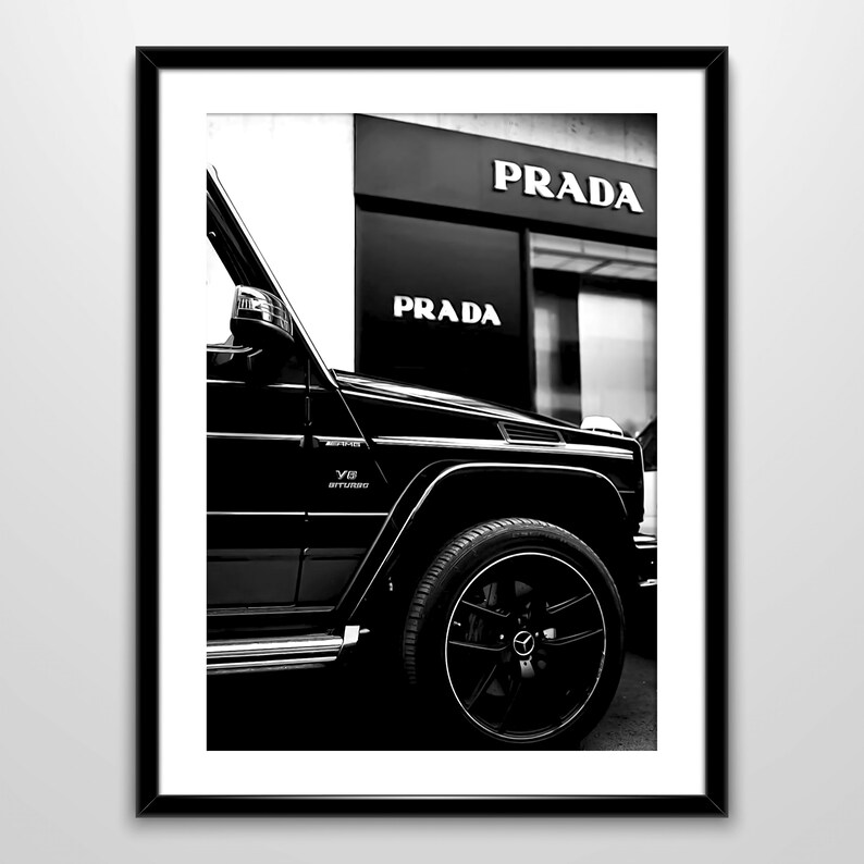 Luxury Fashion Store Poster, Designer Wall Art, Black and White, Classic Car, Luxury Fashion ...