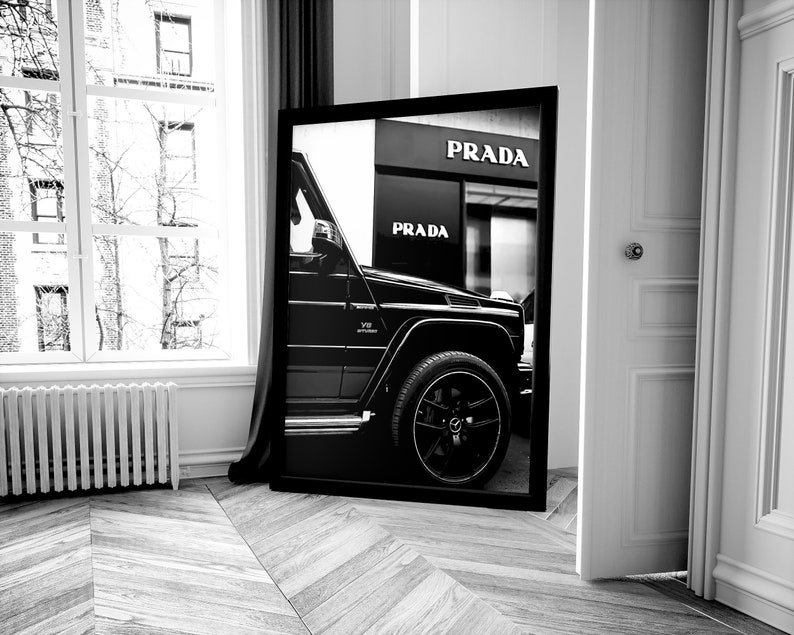 Luxury Fashion Store Poster, Designer Wall Art, Black and White, Classic Car, Luxury Fashion ...