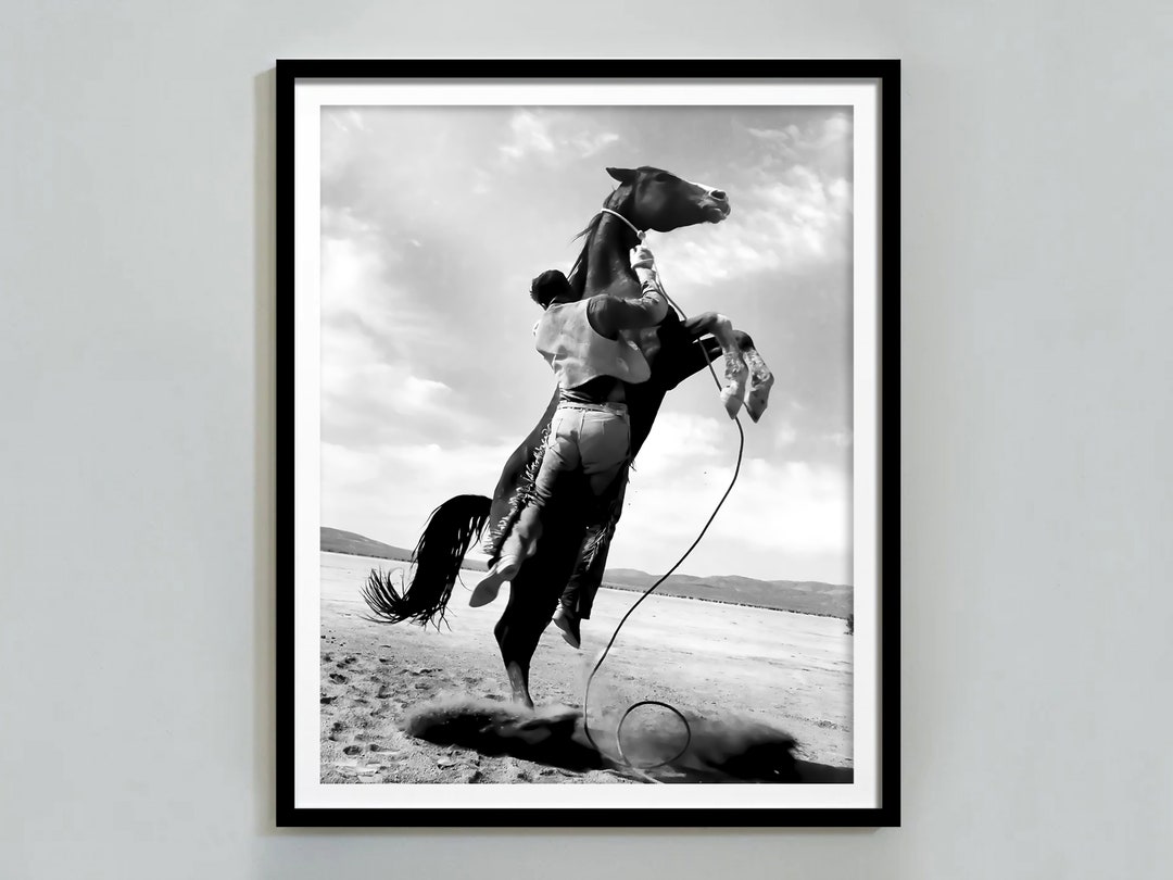 Vintage Cowboy Poster, Wild West Photo, Black and White Wall Art, Retro ...