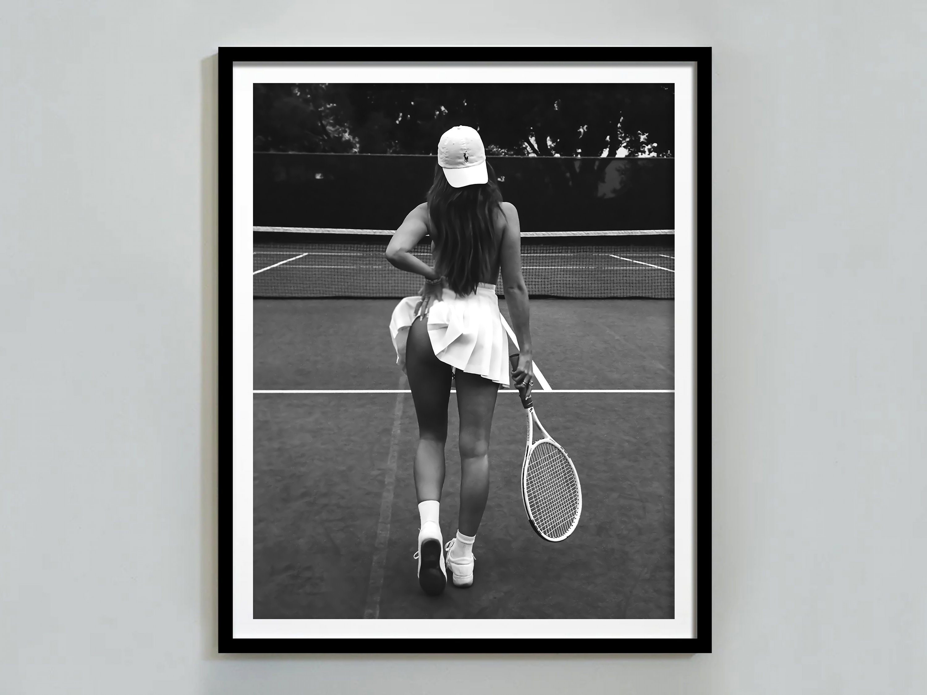 Tennis Girl Poster, Black and White, Vintage Photo, Funny Wall Art ...