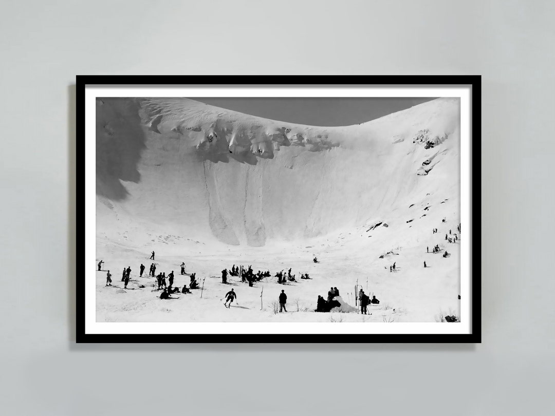 Vintage Tuckerman Ravine Ski Poster: Black and White Ski Lodge Decor ...