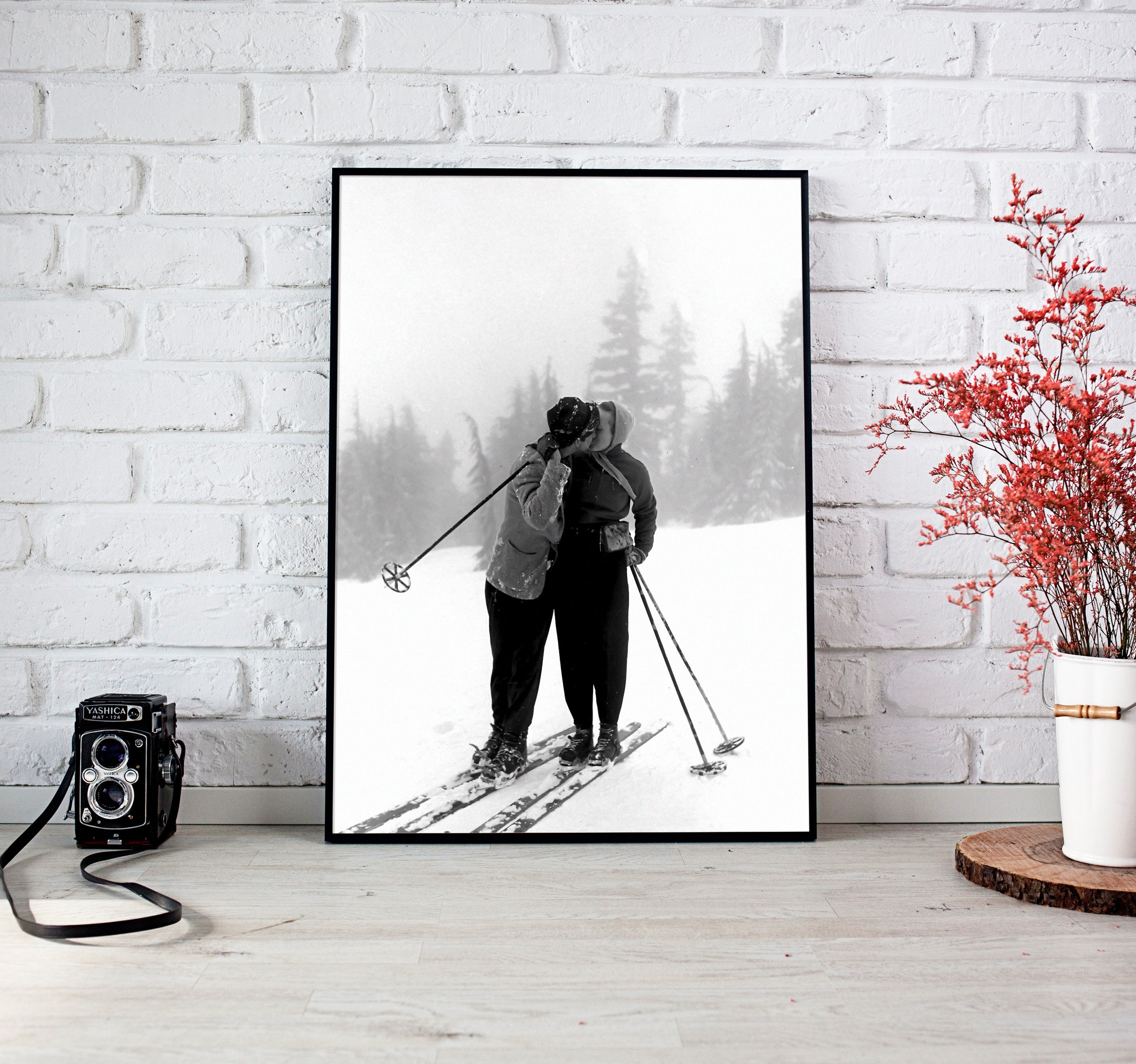 Vintage Ski Poster, Photo Print, Black and White, Skiing Prints, Retro ...