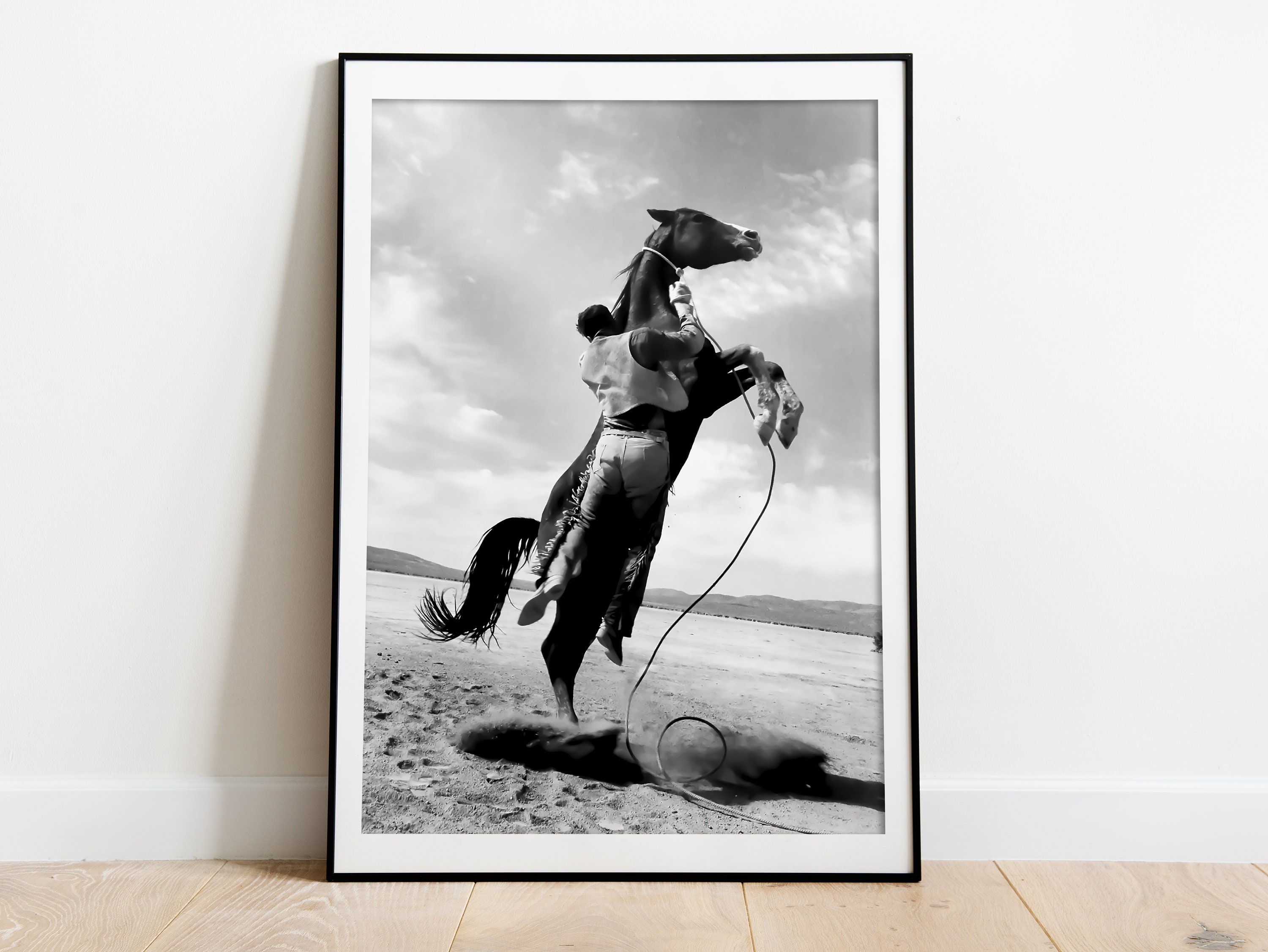 Vintage Cowboy Poster, Wild West Photo, Black and White Wall Art, Retro ...