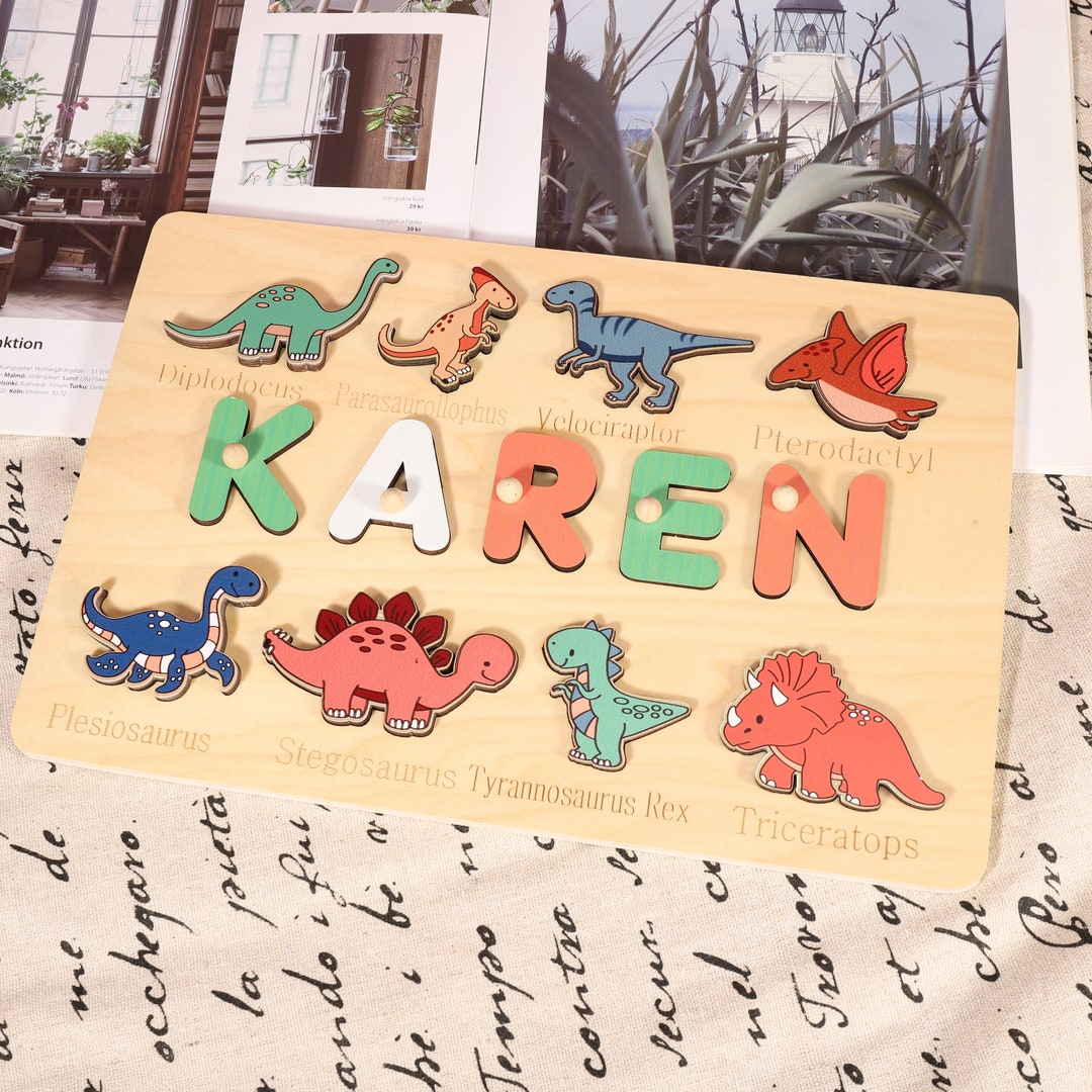 Personalized Dinosaurs Name Puzzle Custom Wooden Baby - Etsy UK
