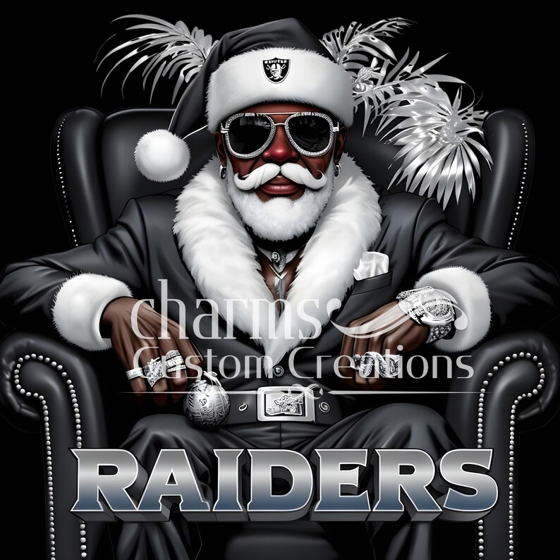 Raiders Black Santa 300DPI - Etsy
