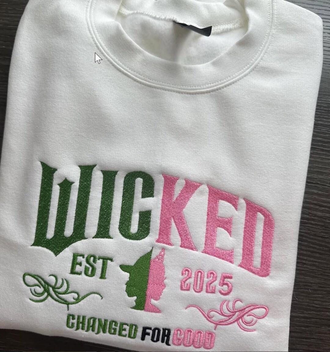 Wicked Pink and Green Embroidered Crew Neck - Etsy