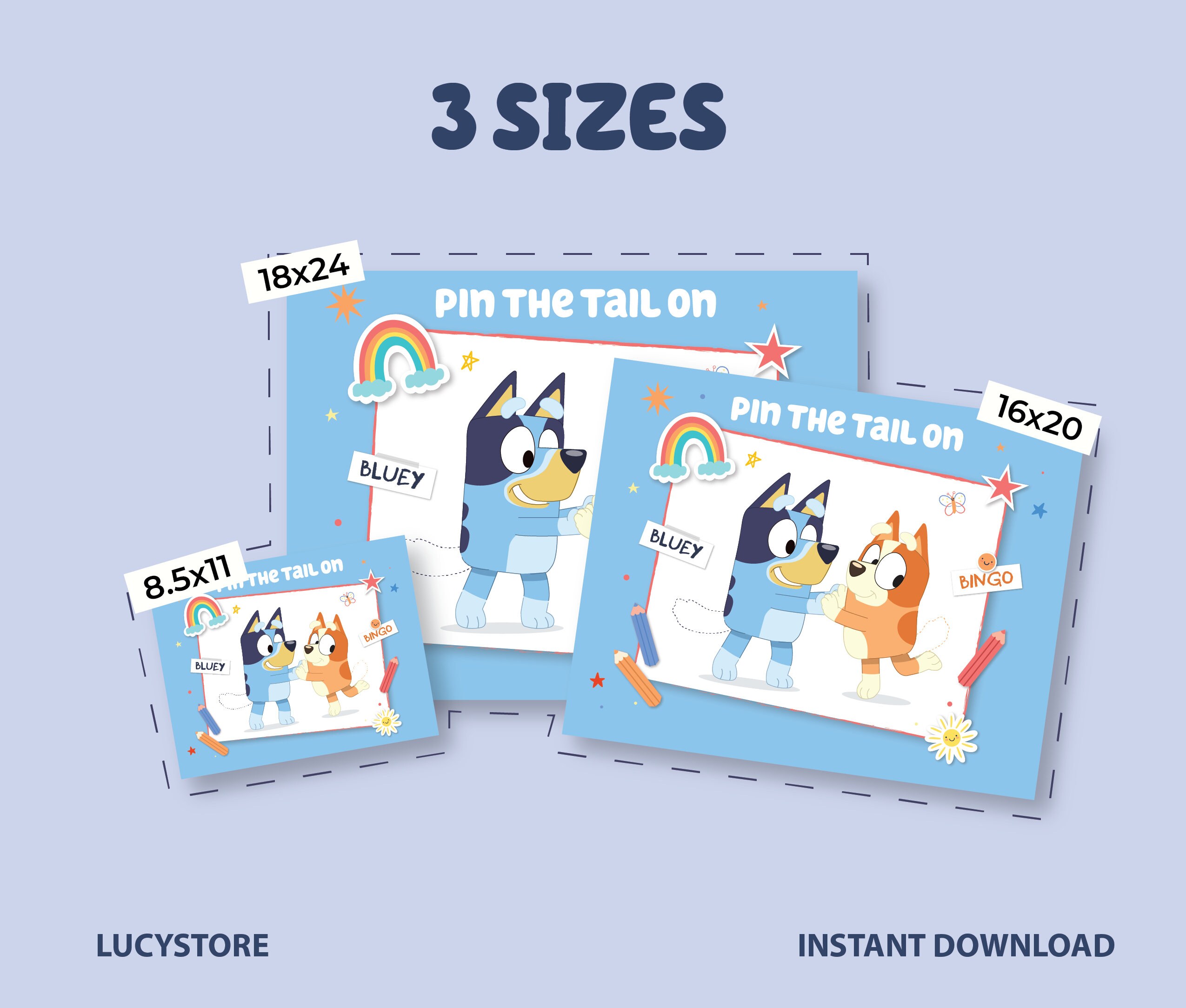 Pin the Tail on Bluey & Bingo Party Poster - Etsy