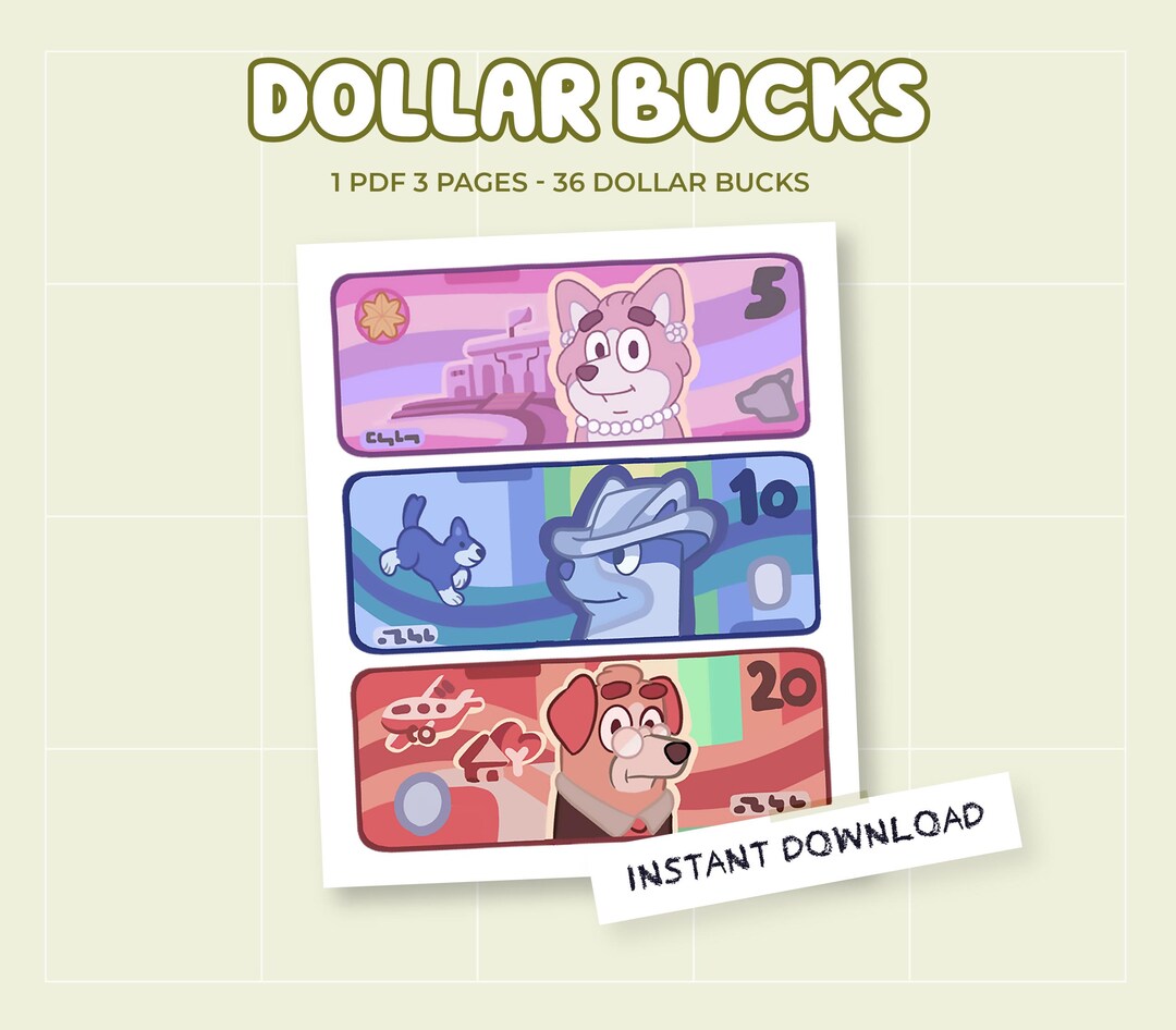 Dollar Bucks, Party Games, Digital Product, Blue Dog - Etsy