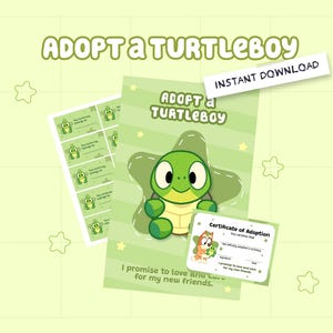 Turtleboy Adoption Kit: Instant Download for Fun Party Activity ...