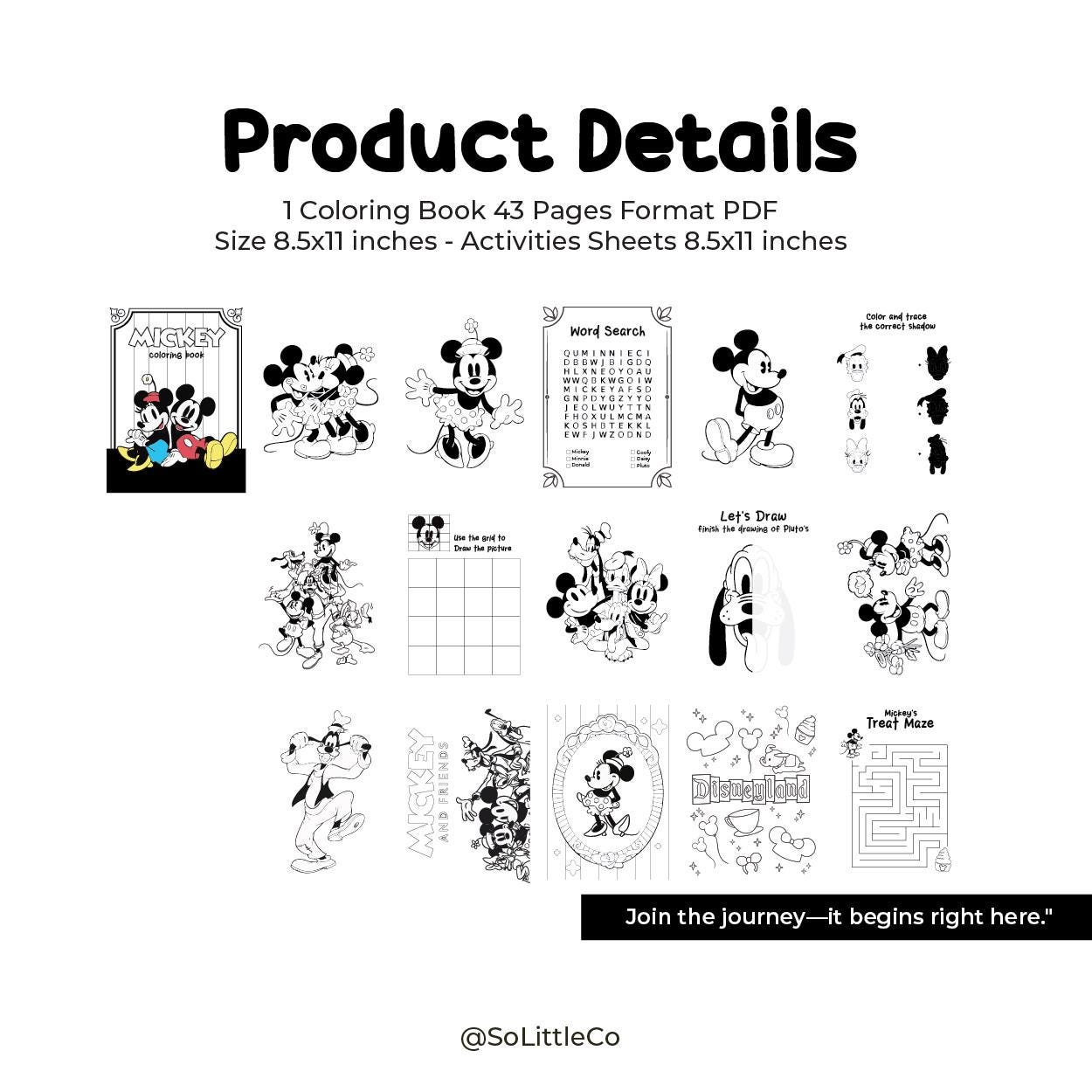 Printable Disney Coloring Book, Mickey Mouse & Friends Activity Pack ...
