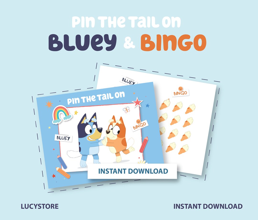 Pin the Tail on Bluey & Bingo Party Poster - Etsy