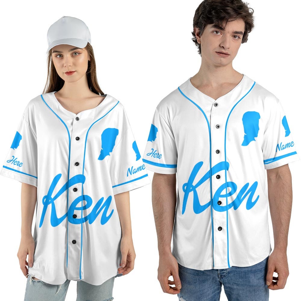 Custom Name Barbie Baseball Jersey, Ken Barbie Come On Let's Go Party ...