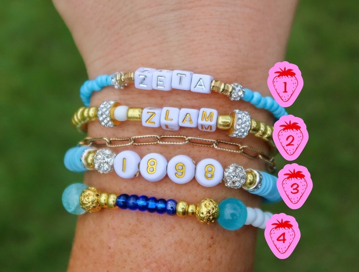 Zeta Tau Alpha ZTA ZLAM Strawberry Crown Beaded Bracelet Set - Etsy