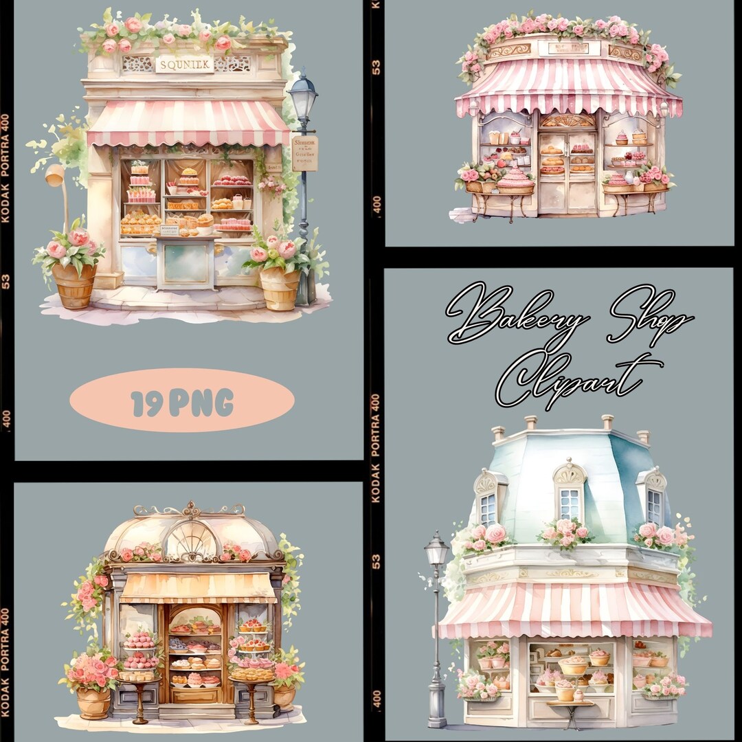 Watercolor Bakery Shop Clipart 19 High-quality 300 DPI Pngs - Etsy