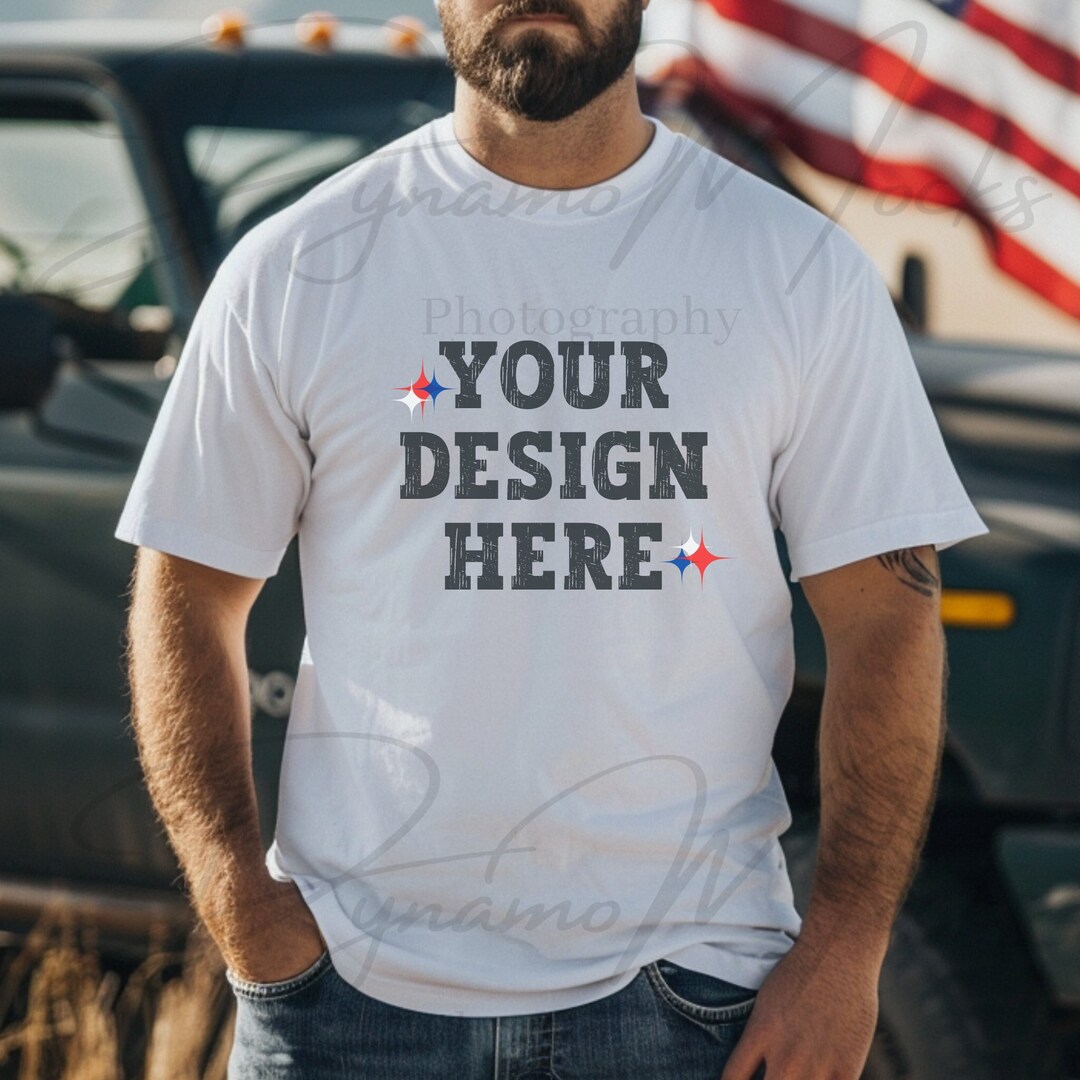 White Shirt Patriotic Mockup, Patriotic Mockup, USA Flag, Bella Canvas ...