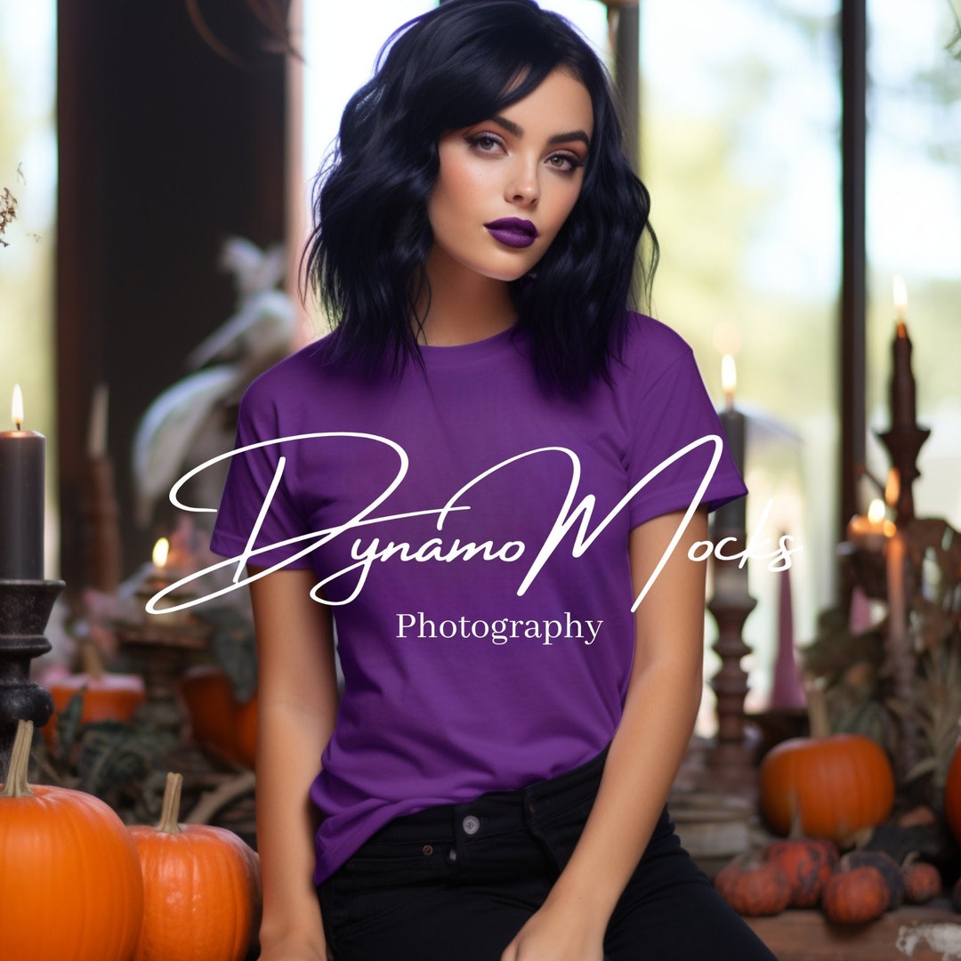Purple Bella Canvas 3001 Shirt Mockup, Halloween Mockup, Team Purple ...