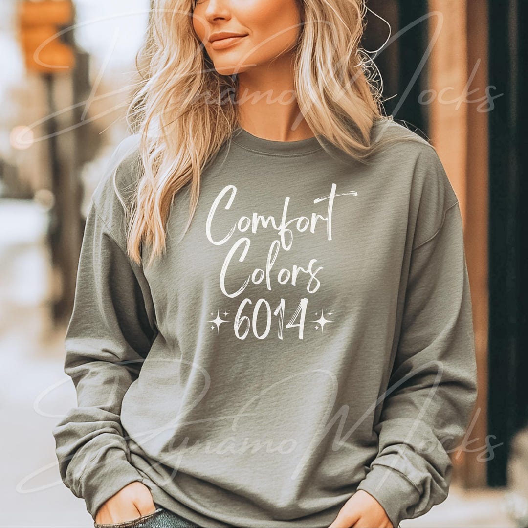 Granite Comfort Colors 6014 Mockup | Comfort Colors Granite Long Sleeve ...