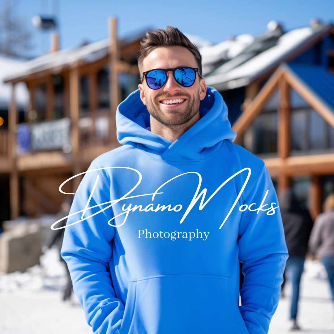 Carolina Blue Gildan 18500 Mockup | Caroline Blue Hoodie Mockup | Male ...