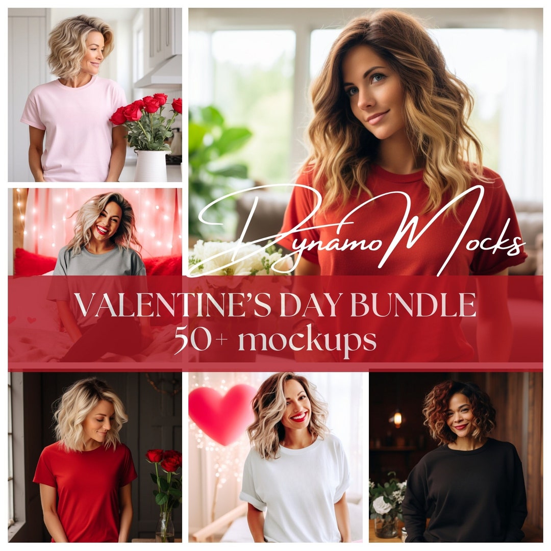Valentines Mockup Bundle, Bella Canvas 3001 Mockup, Gildan 18000 Mockup ...