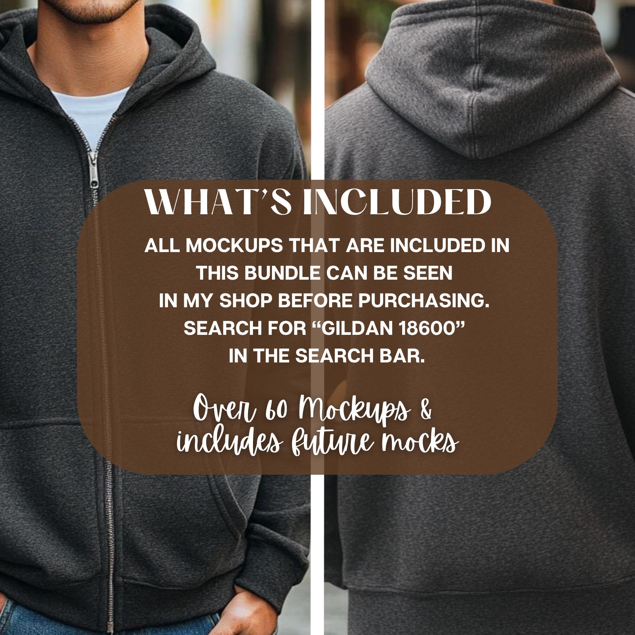 Gildan 18600 Mockup Bundle, Men Women Zip up Hoodie Mockup, Sweatshirt ...