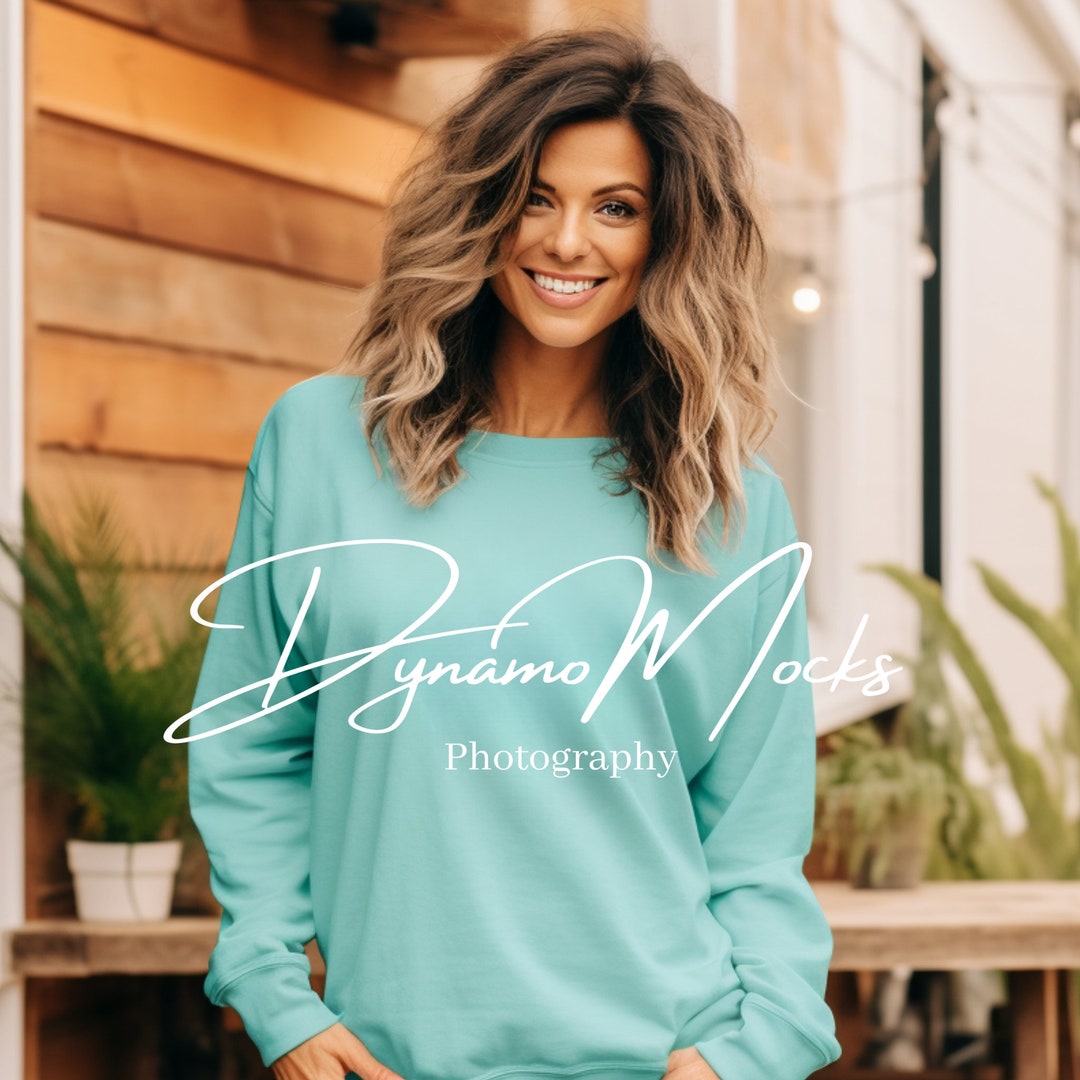 Chalky Mint Comfort Colors 6014 Mockup Comfort Colors Chalky Mint Long ...