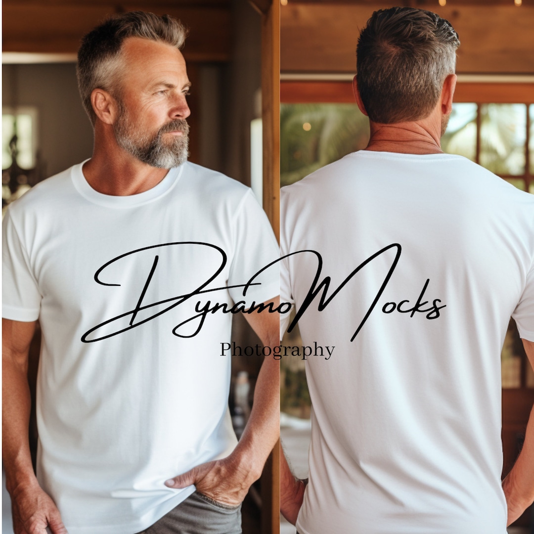 White Bella Canvas 3001 Mockup, White Front and Back Mockup, Mens Shirt ...