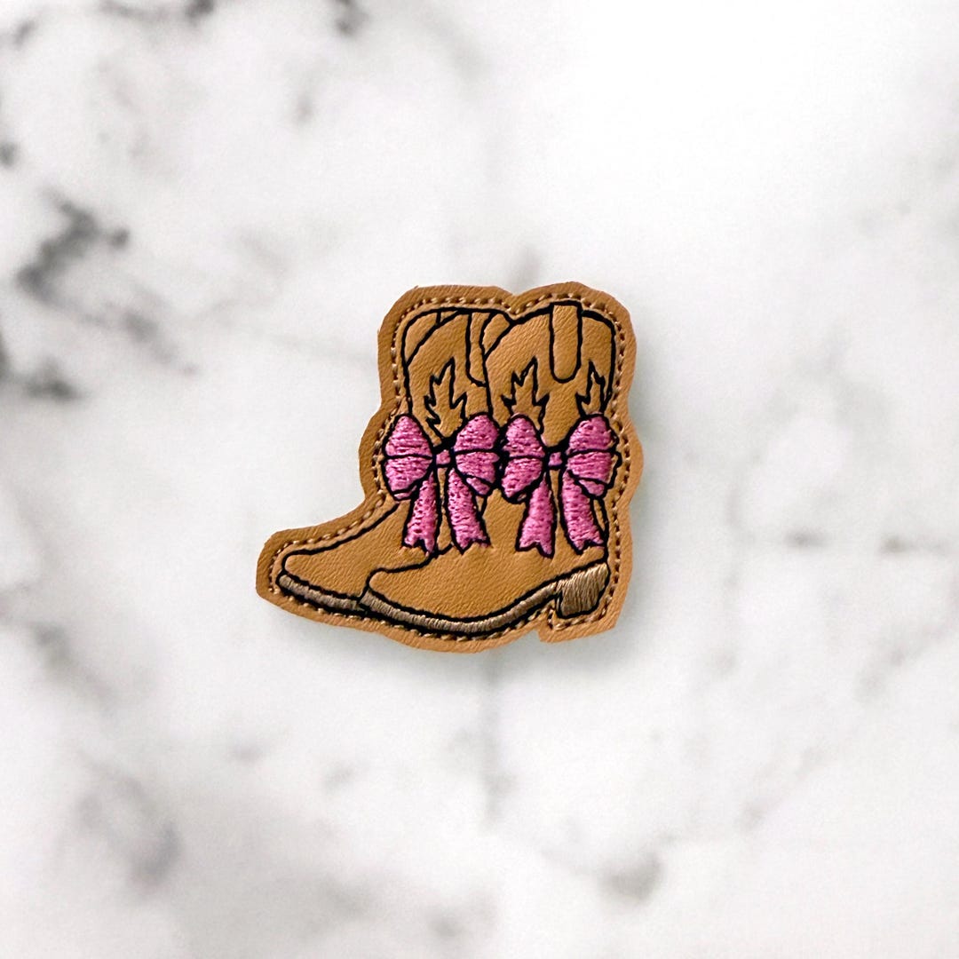 Cowboy Boots With Bows | Embroidered Feltie | Clip | Bow Add-on | Badge ...