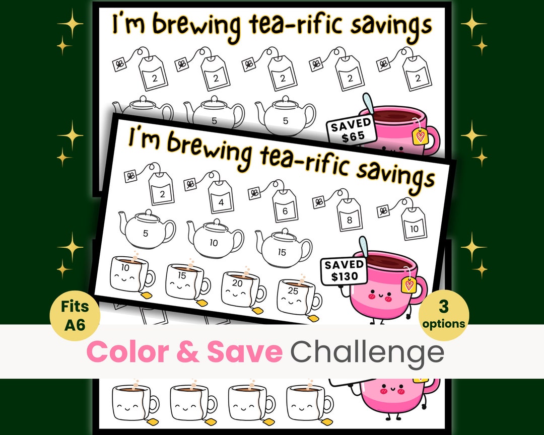 Cute Savings Challenge, Mini Savings Challenge, Tea Savings Challenge ...