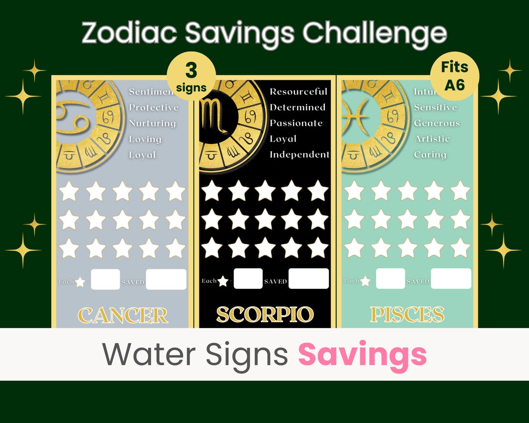 Zodiac Savings Challenge, Water Star Sign, Cancer, Scorpio, Pisces ...