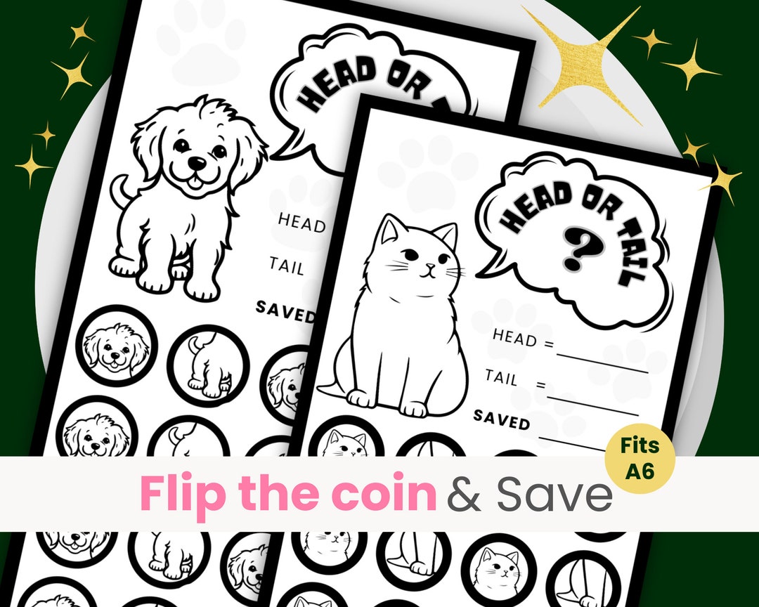 Head or Tail Savings Challenge Game Cute Savings Challenge Flip the ...