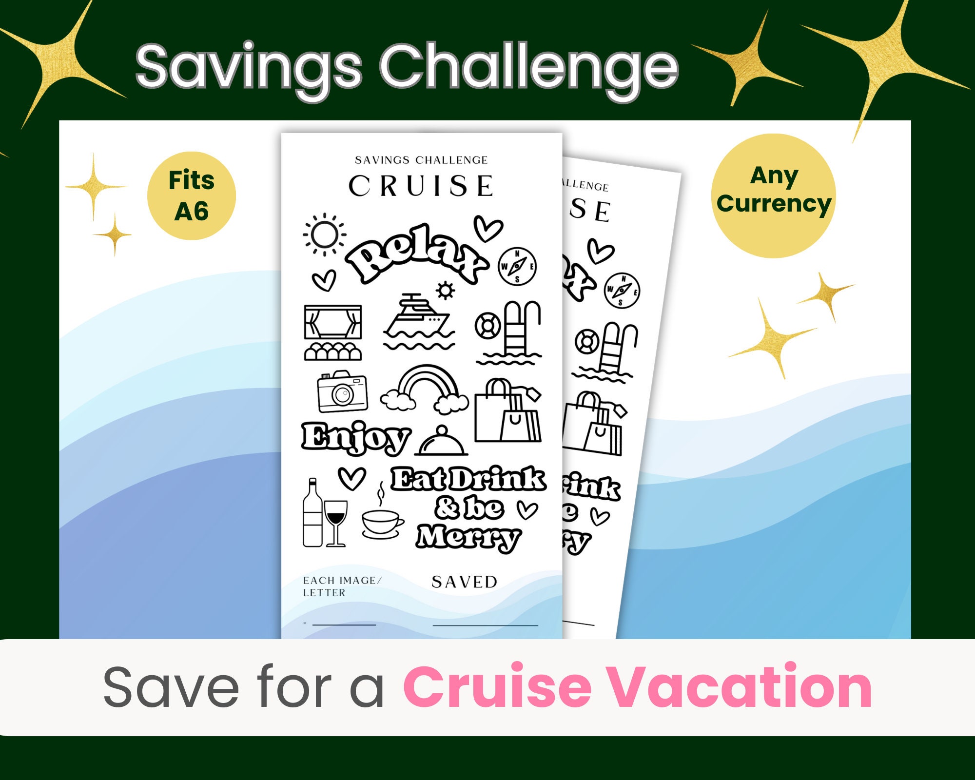 Cruise Savings Challenge A6 Cruise Vacation Cash Stuffing Vacation ...
