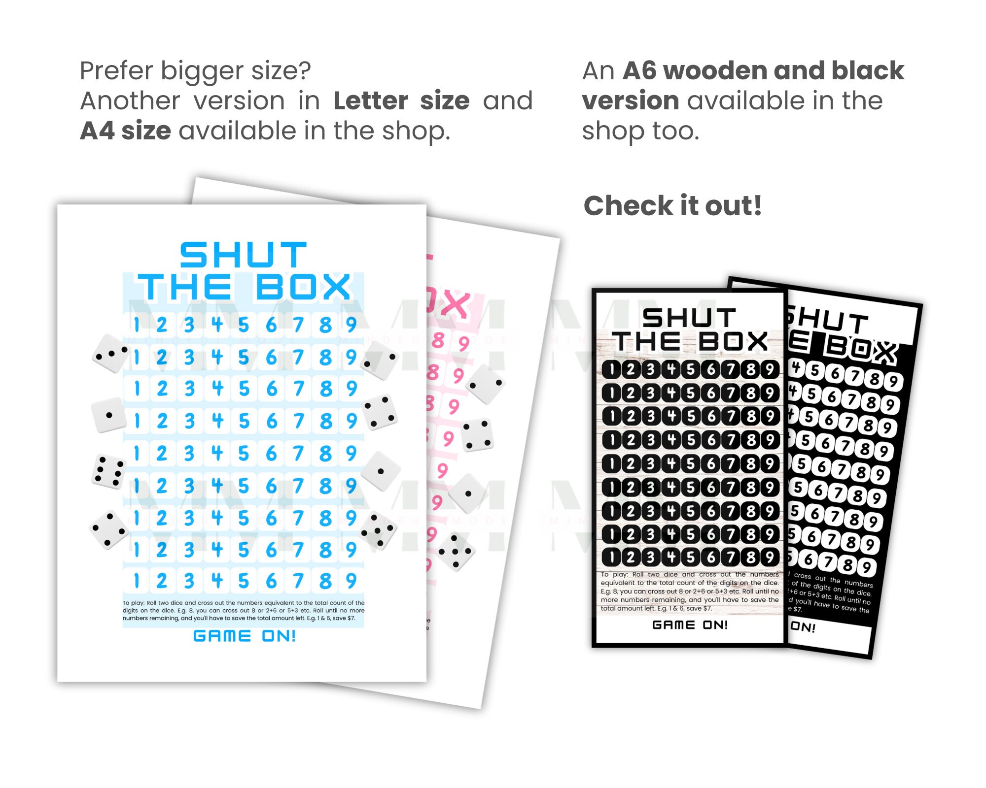 Shut the Box Savings Challenge Game A6 Cash Stuffing Printable - Etsy