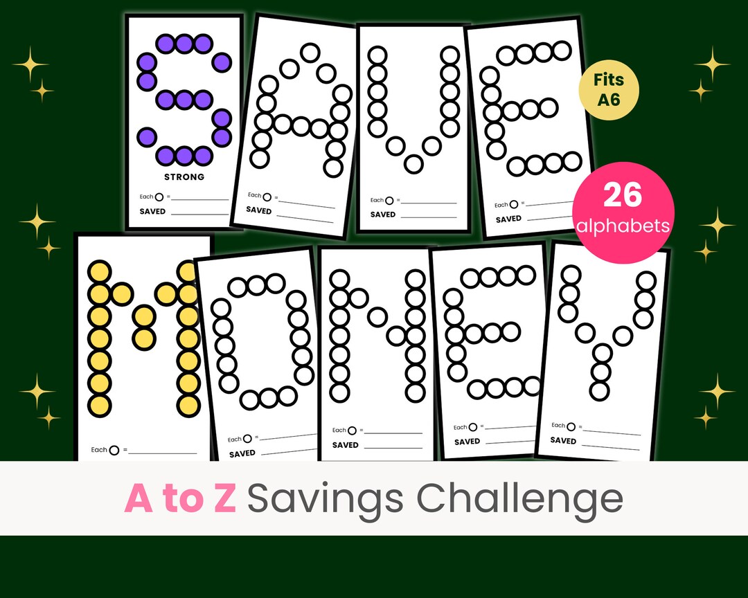 A to Z Letters Savings Challenge Bundle, Letter Bucks, Alphabets ...