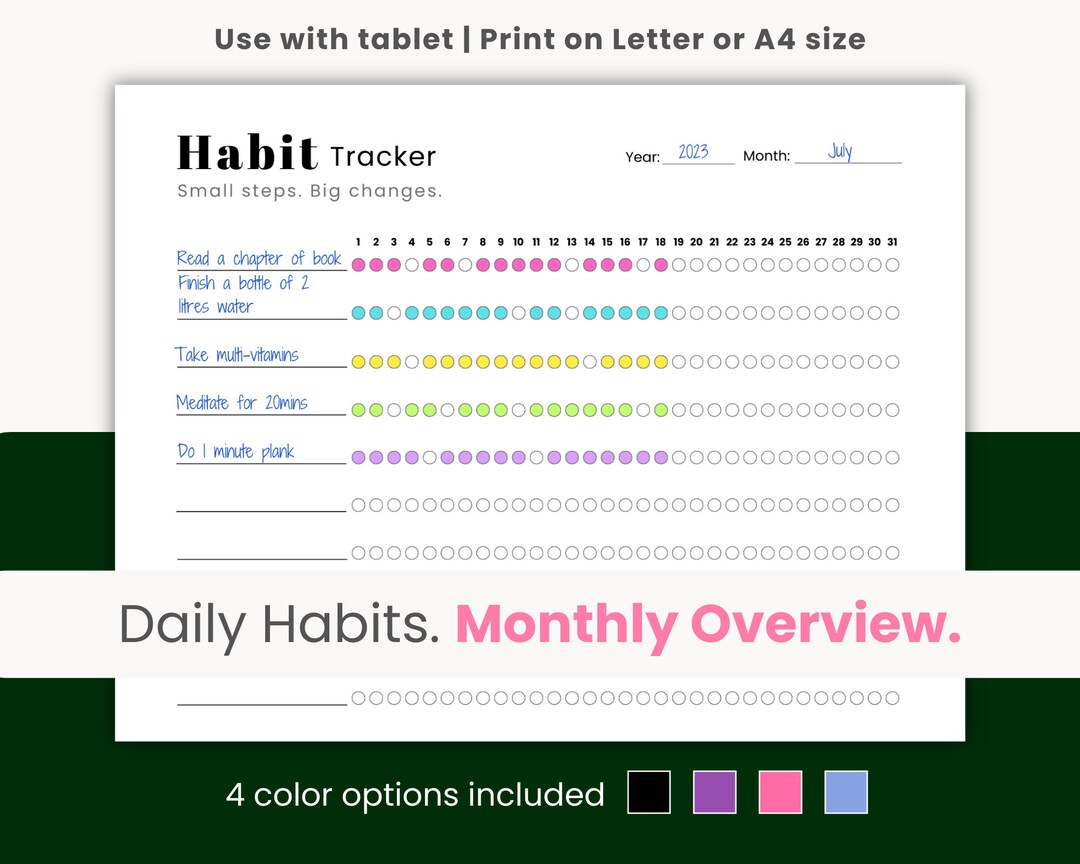 Habit Tracker Printable, Habit Tracker 2024, Digital Habit Tracker ...
