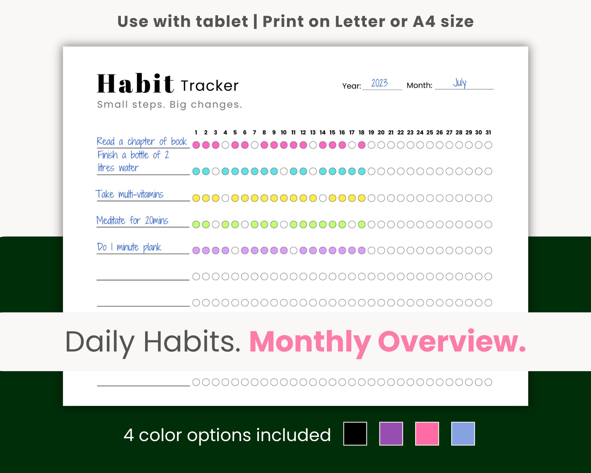 Habit Tracker Printable, Habit Tracker 2024, Digital Habit Tracker ...