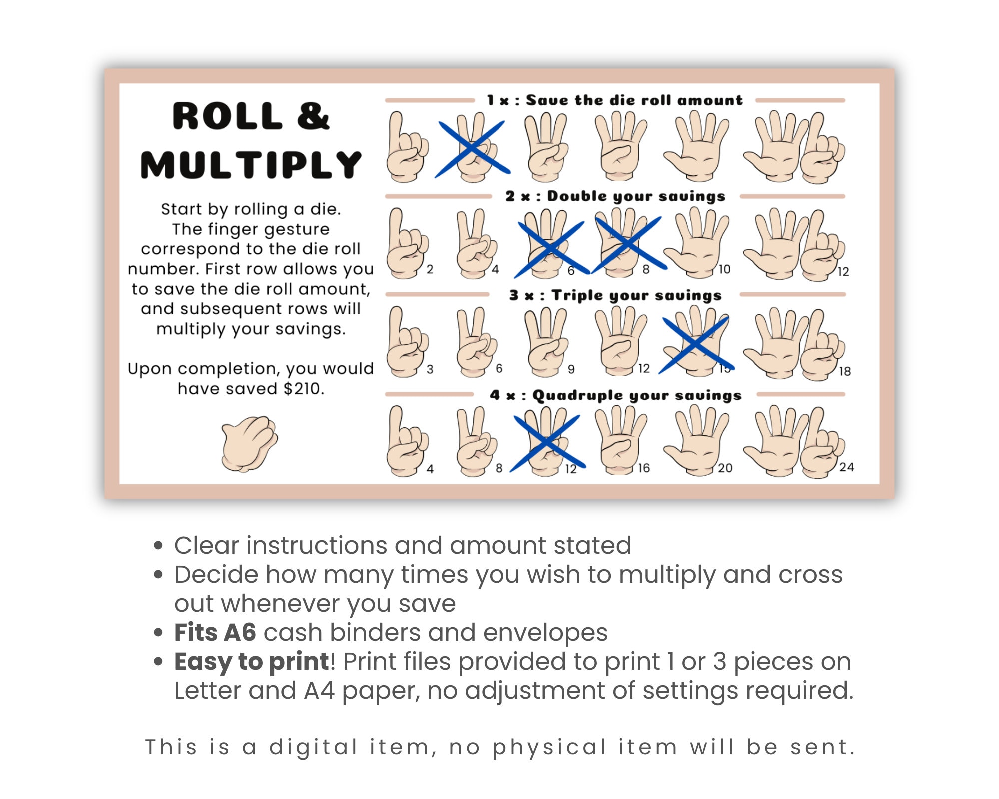 Roll & Multiply Savings Challenge, Roll the Dice Savings Challenge Game ...