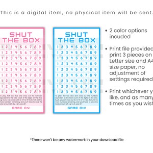 Shut the Box Savings Challenge Game A6 Cash Stuffing Printable Dice ...