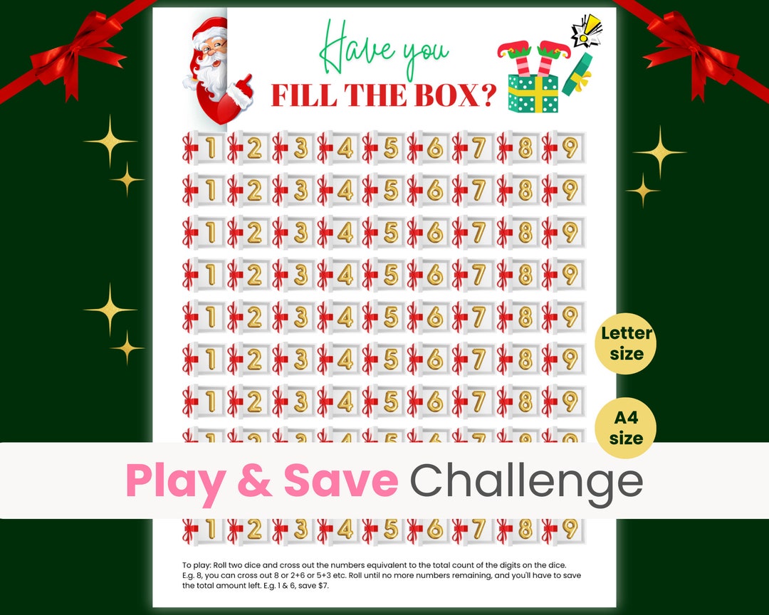 Christmas Savings Challenge, Shut the Box Savings Challenge, , Roll the ...