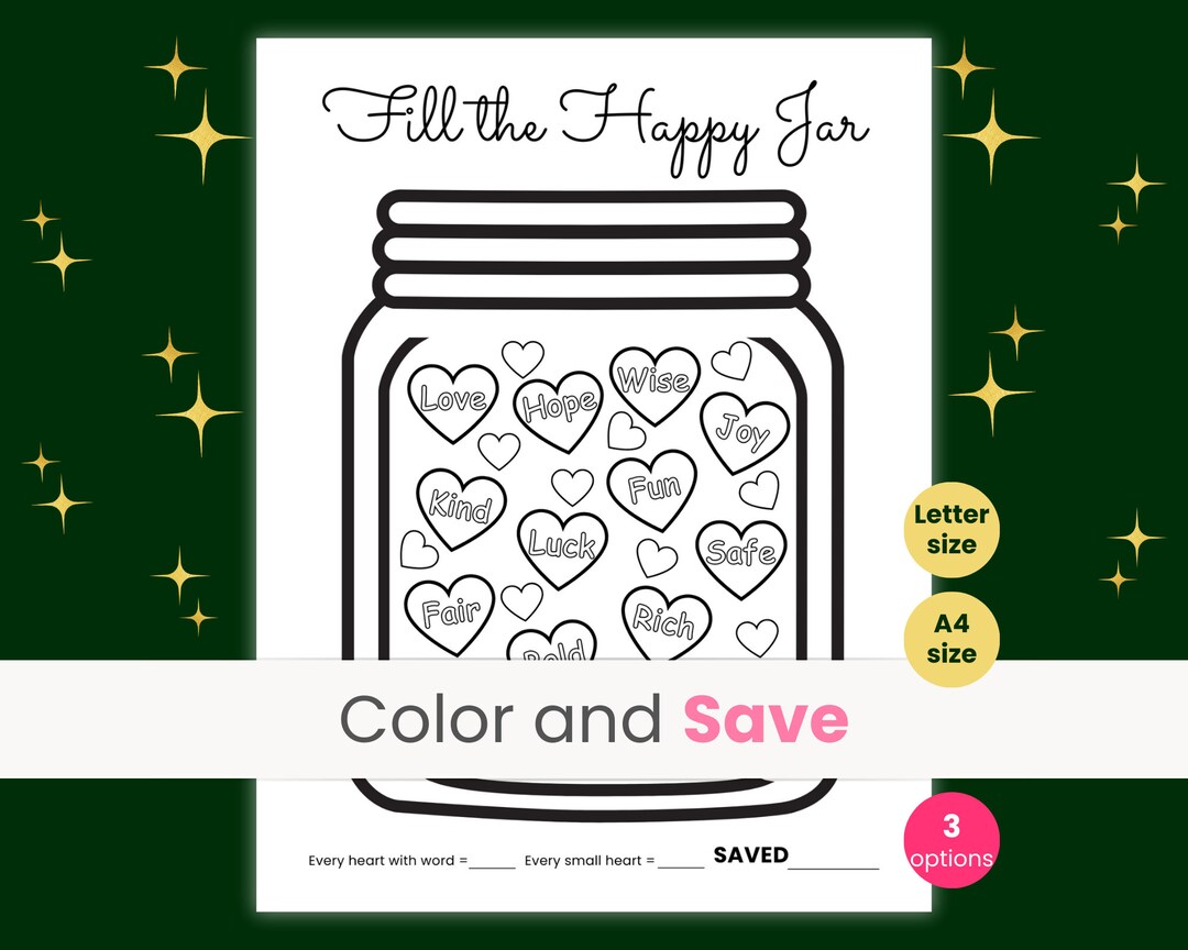 Savings Jar Tracker, Fill the Happy Jar Savings Challenge, Mini Savings ...
