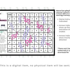 Snakes and Ladders Savings Challenge Game Roll the Dice Savings ...