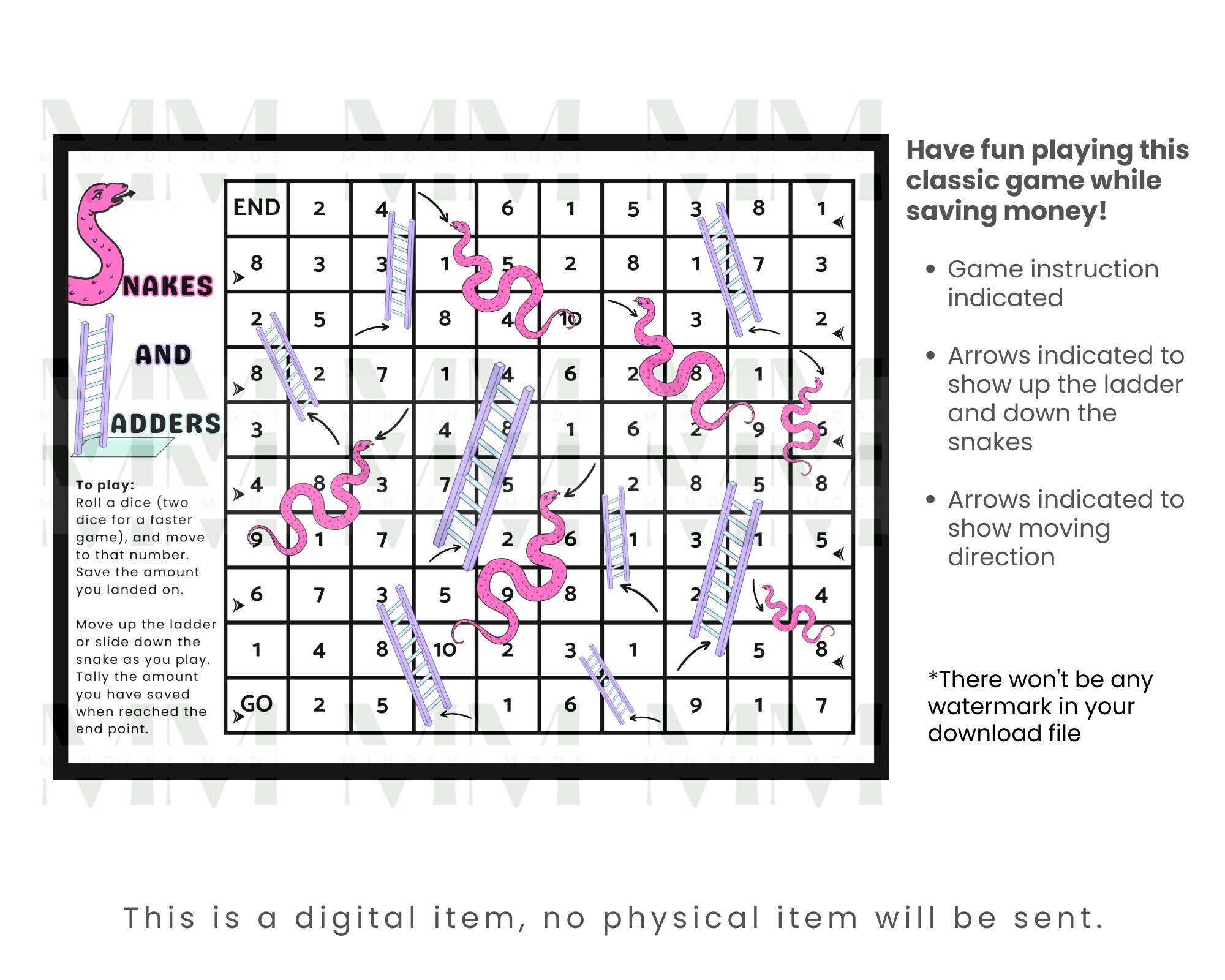 Snakes and Ladders Savings Challenge Game Roll the Dice - Etsy Australia