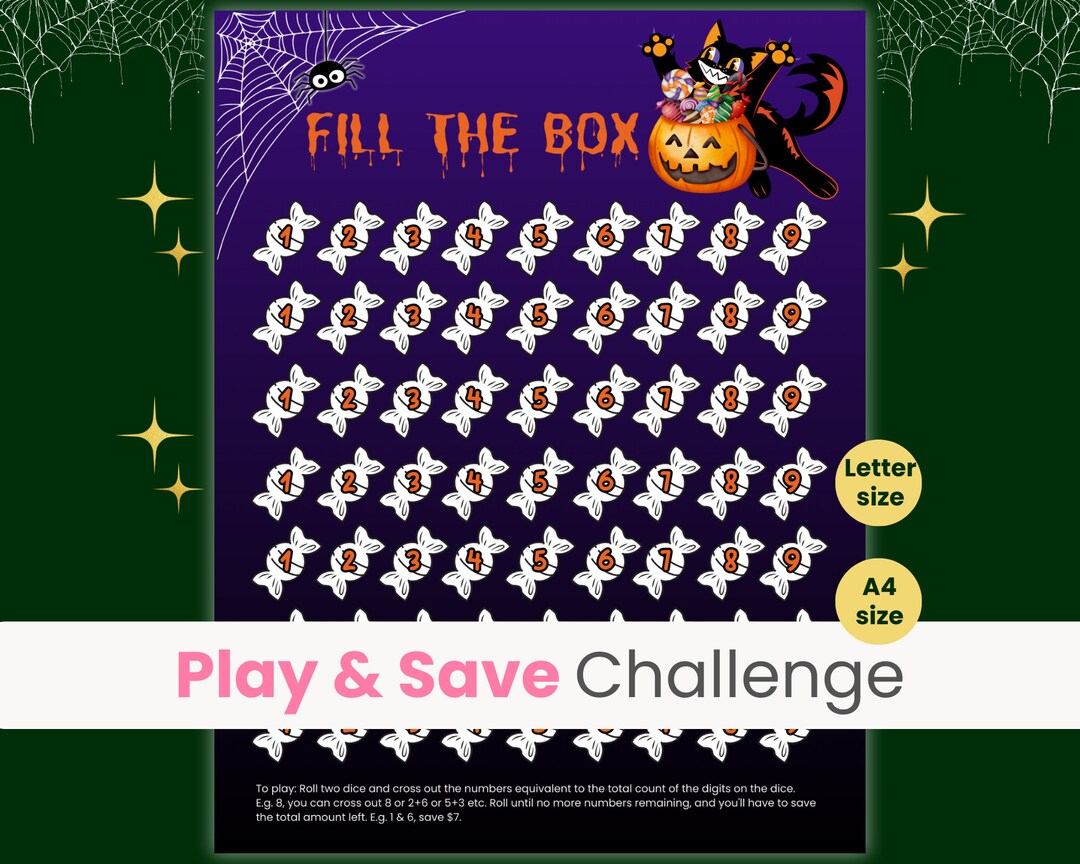 Halloween Savings Challenge Game, Shut the Box Savings Challenge, Roll ...