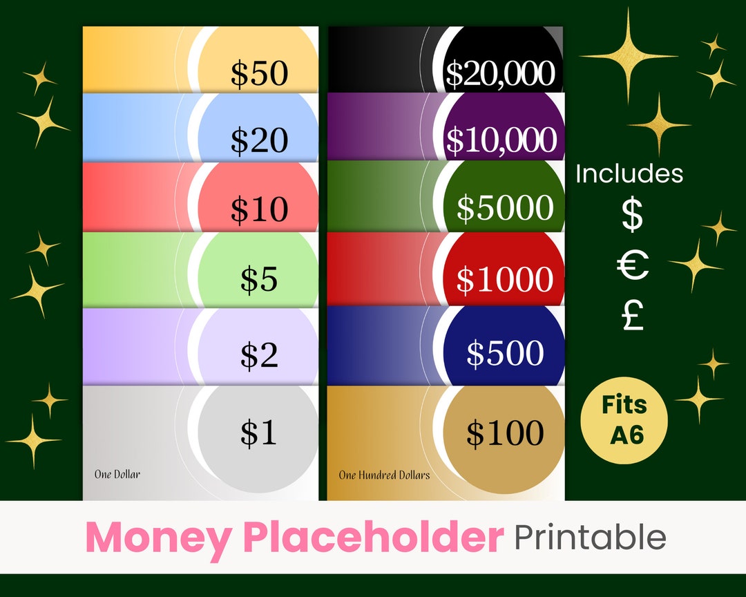 Money Placeholder, Play Money for Game, Cash Placeholder for Savings ...