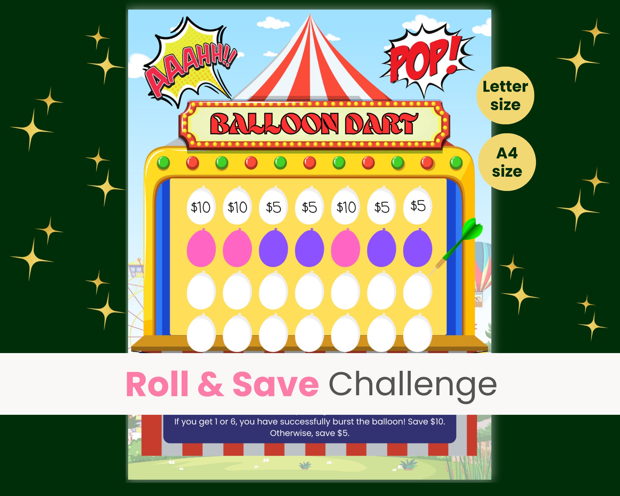 Dice Savings Challenge, Mini Savings Challenge, Savings Challenge Game ...