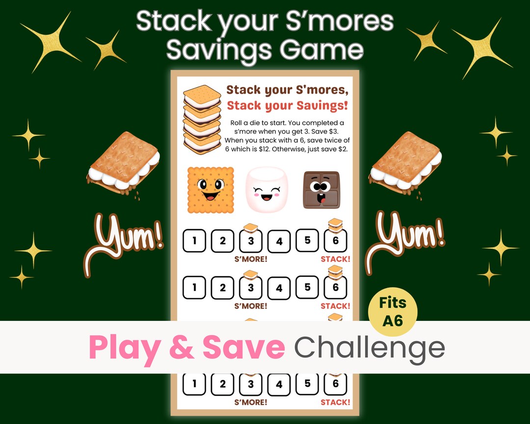 Stack Your Smores Savings Game, Savings Challenge Game, Mini Savings ...